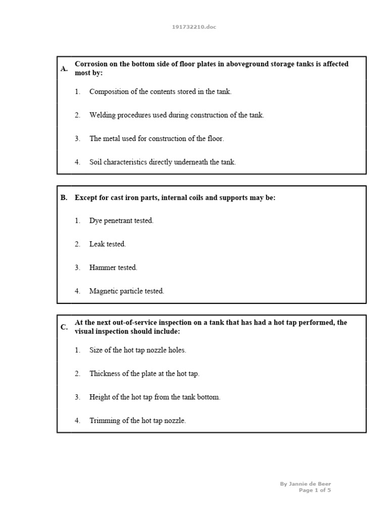 API 653 Questions Monkey Puzzle | PDF | Welding | Construction