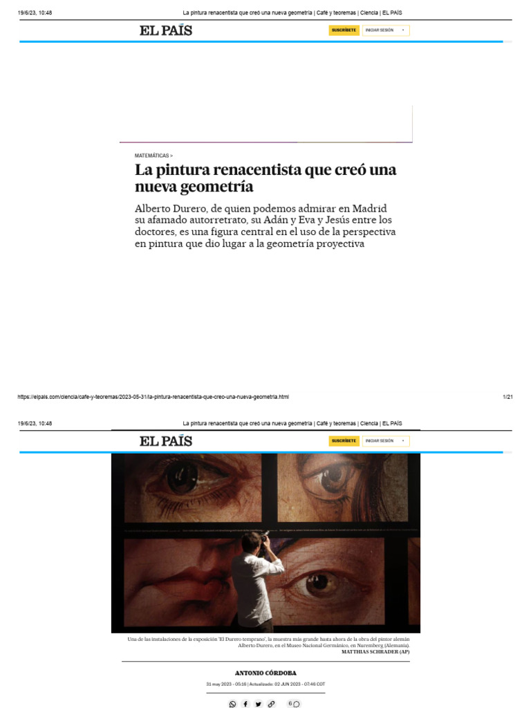 Durero y la Geometría Proyectiva | PDF | Perspectiva (Gráfica ...