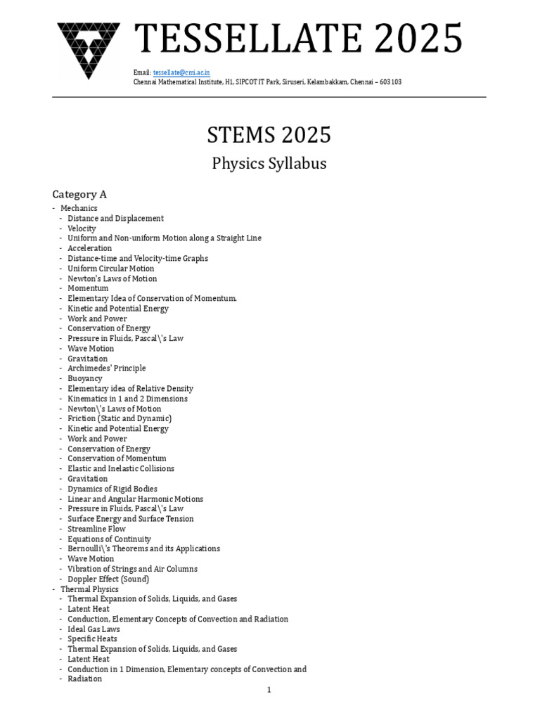 Physics Syllabus | PDF | Waves | Momentum