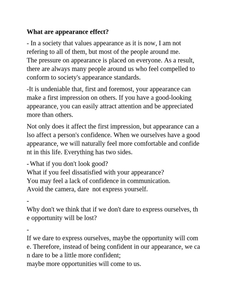 What Are Appearance Effects | PDF