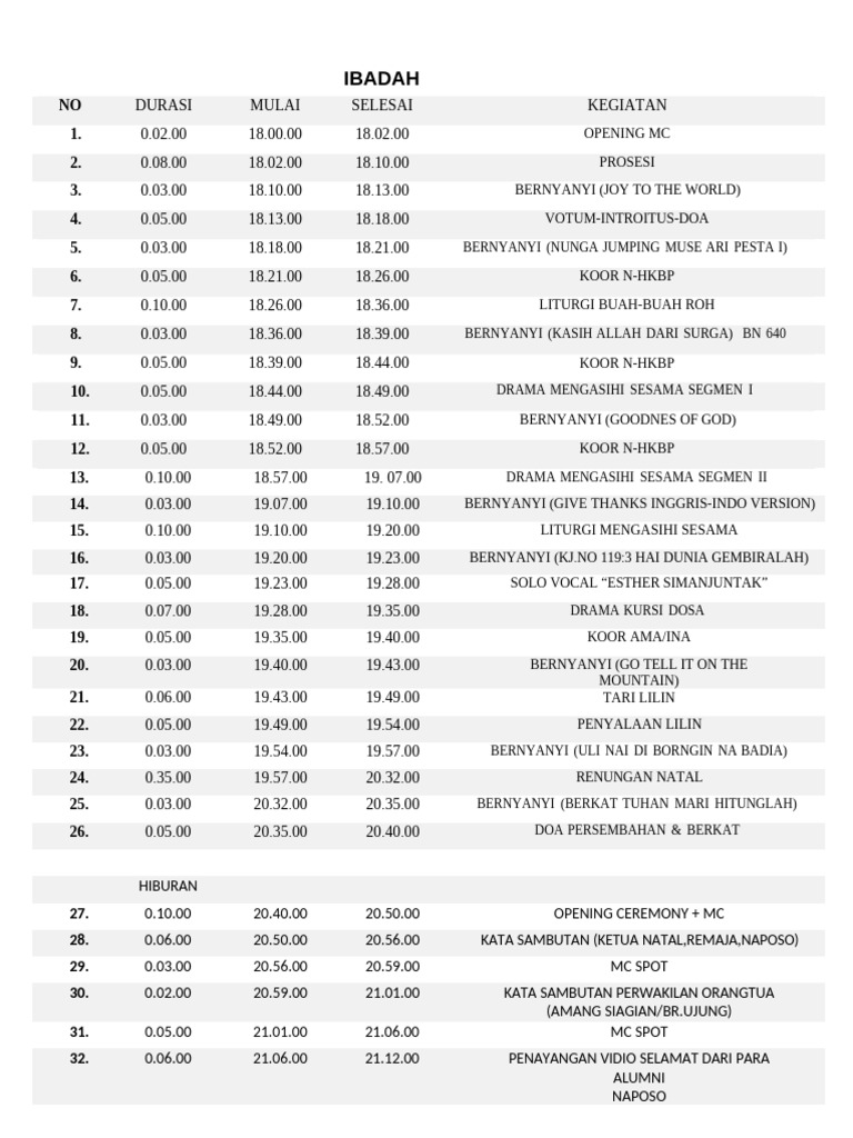 Christmas Worship Event Schedule | PDF