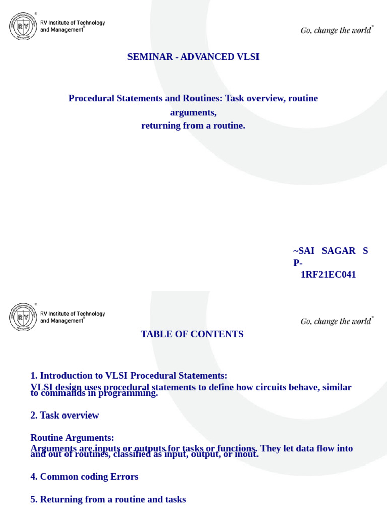 Advanced VLSI Modified Presentation | PDF | Parameter (Computer Programming) | Software Development