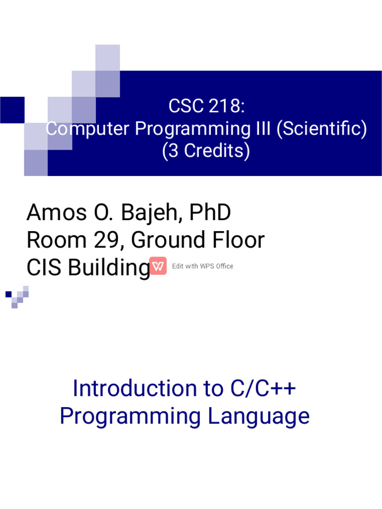 CSC 218 Lecture Slides [Intro to C++] | PDF | C (Programming Language ...