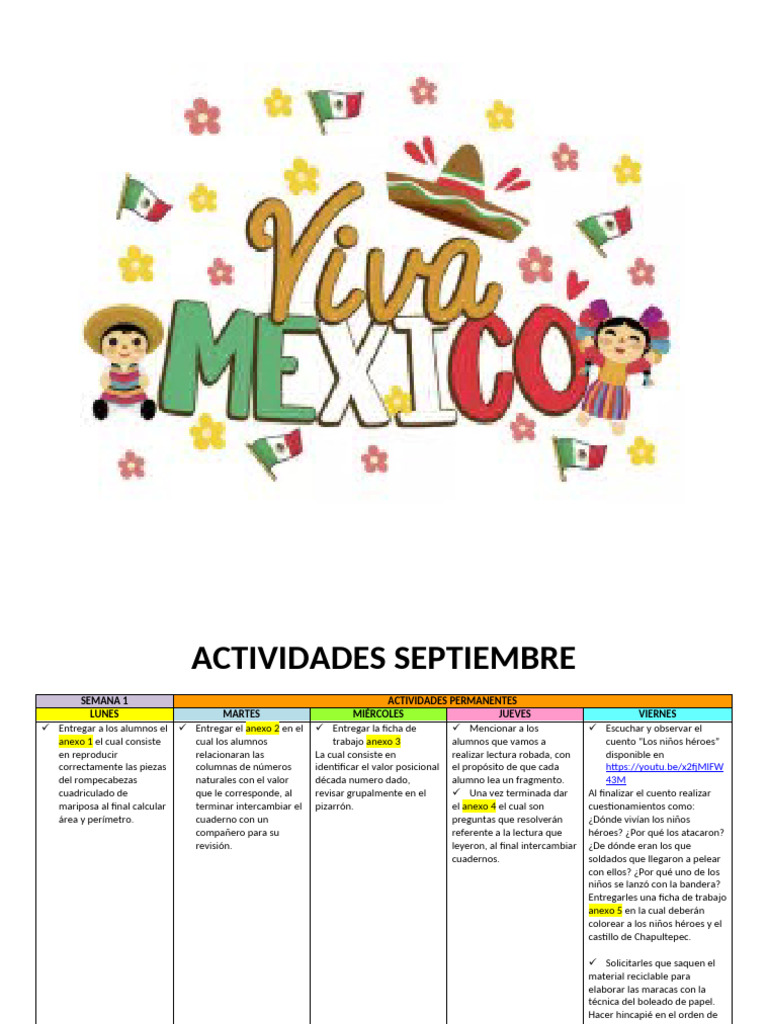 Actividades Septiembre | PDF