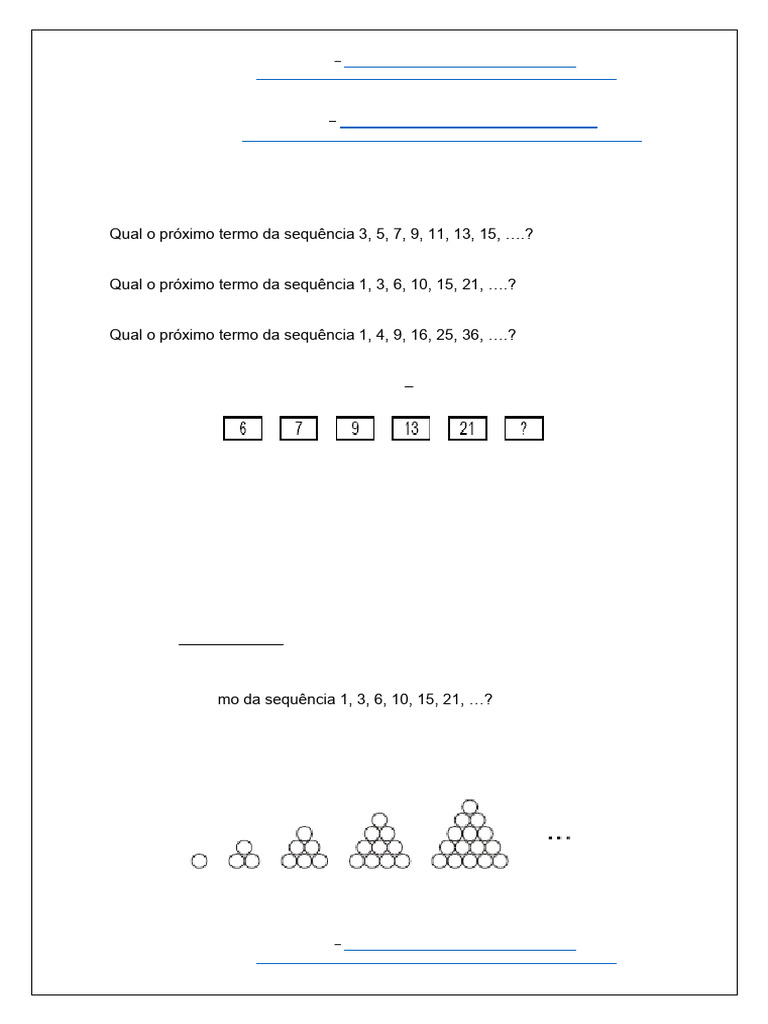 Atividade sequência dos números triângulares (03 pg) (10 exe) | PDF | Sequência | Matemática