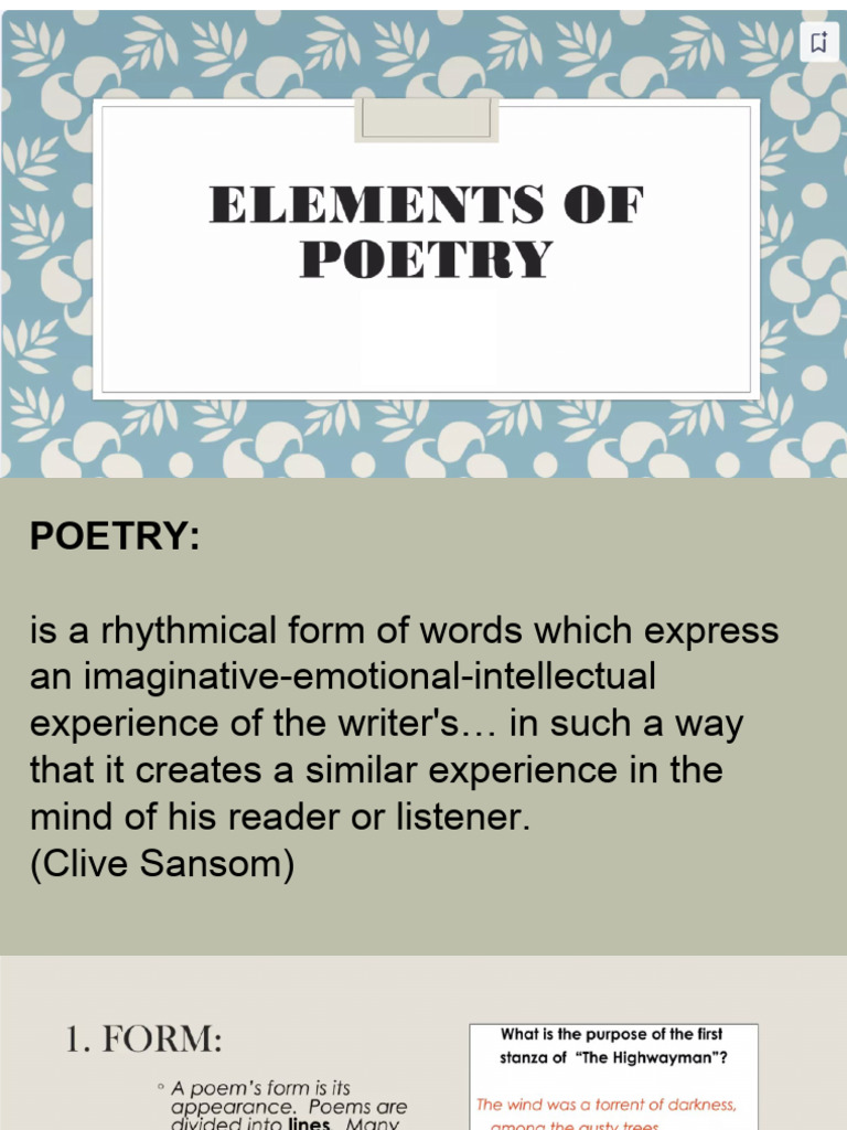 LESSON 2. Elements of Poetry | PDF | The Raven | Sound
