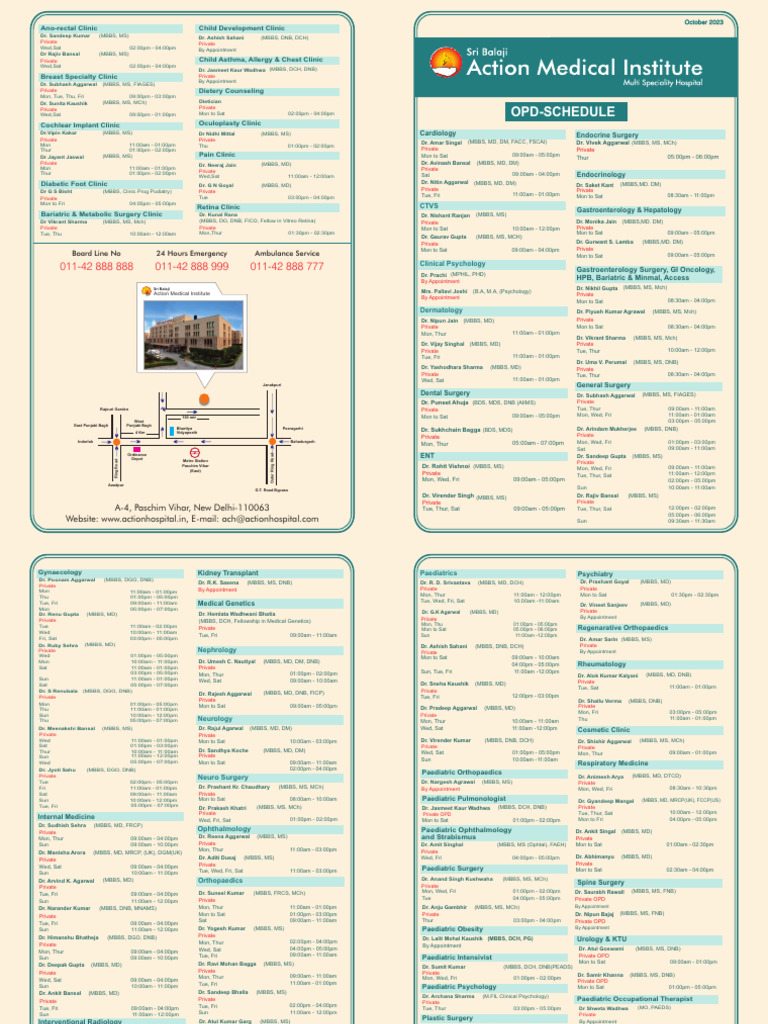OPD_Schedule_SBAMI | PDF | Doctor Of Medicine | Academic Degree