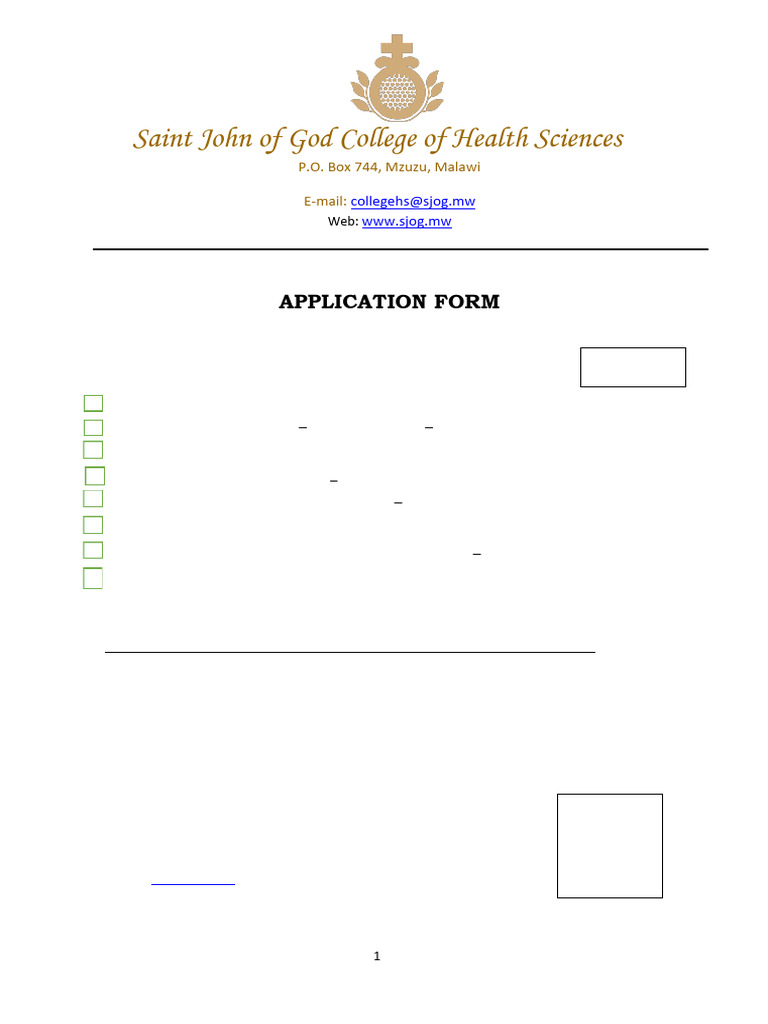SJOG College Application Form 2025 | PDF