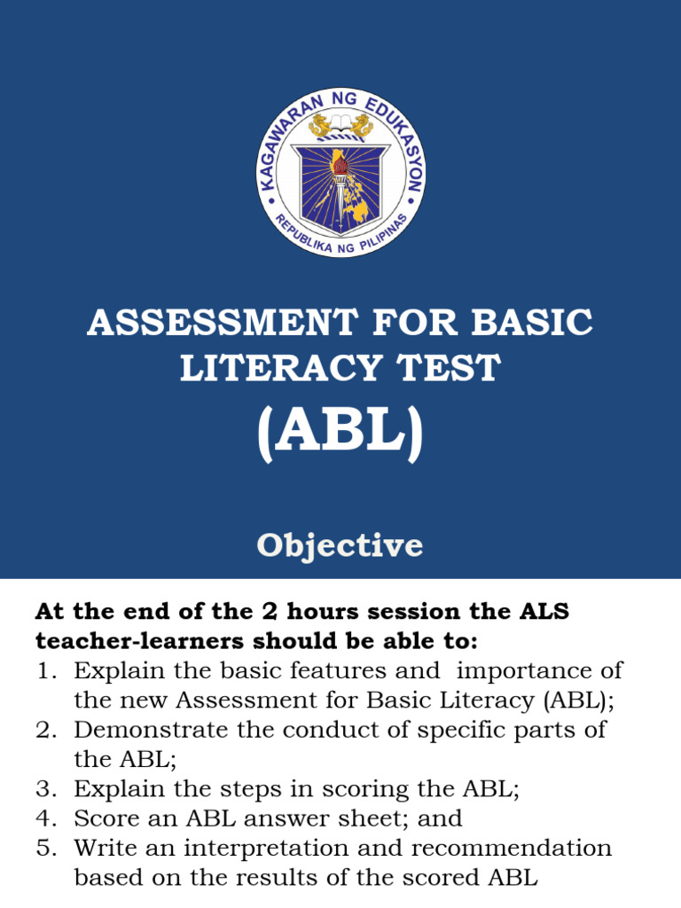 ABL Assessment For Basic Literacy Test | PDF | Multiple Choice | Literacy
