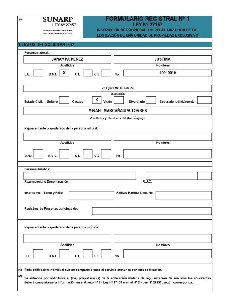 formulario anexo 1 | PDF | Derecho Civil (Common Law) | Ley de Propiedad