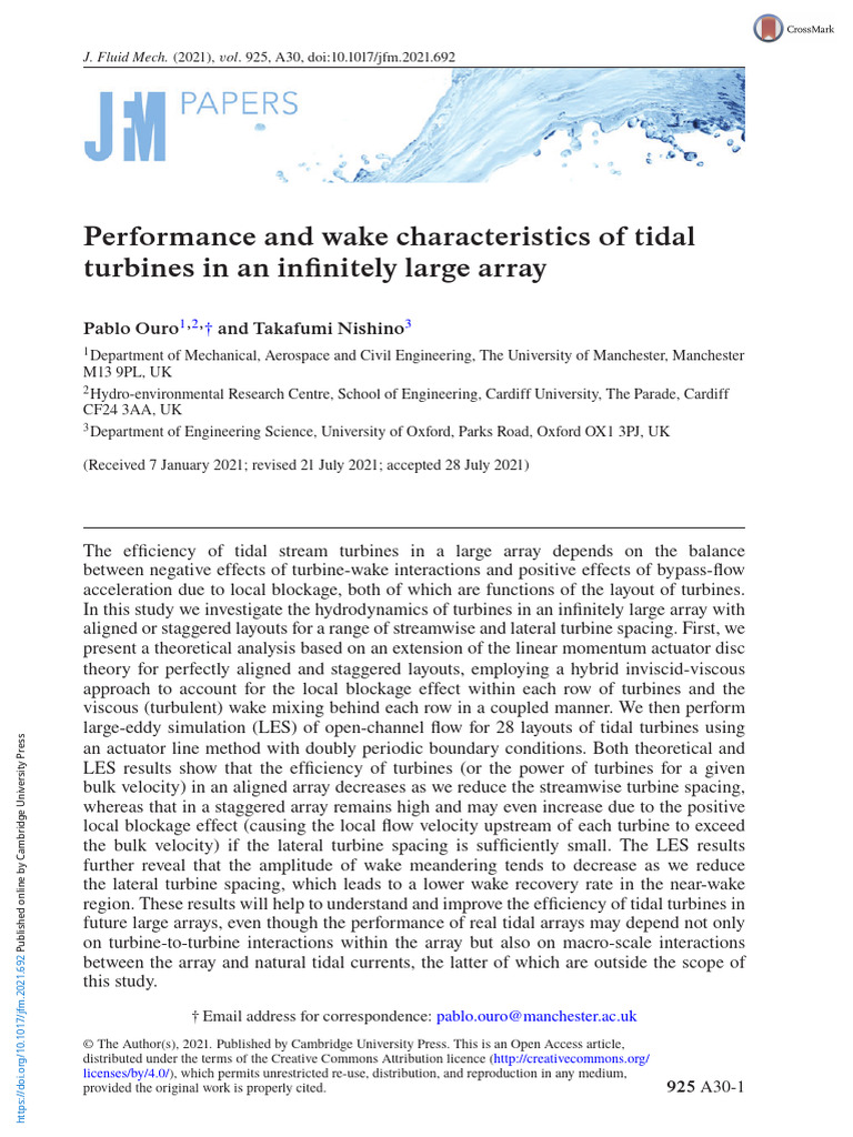 performance-and-wake-characteristics-of-tidal-turbines-in-an-infinitely-large-array | PDF ...