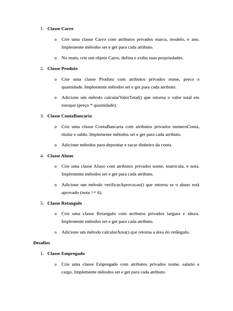 Exercícios GPT de Classes | PDF