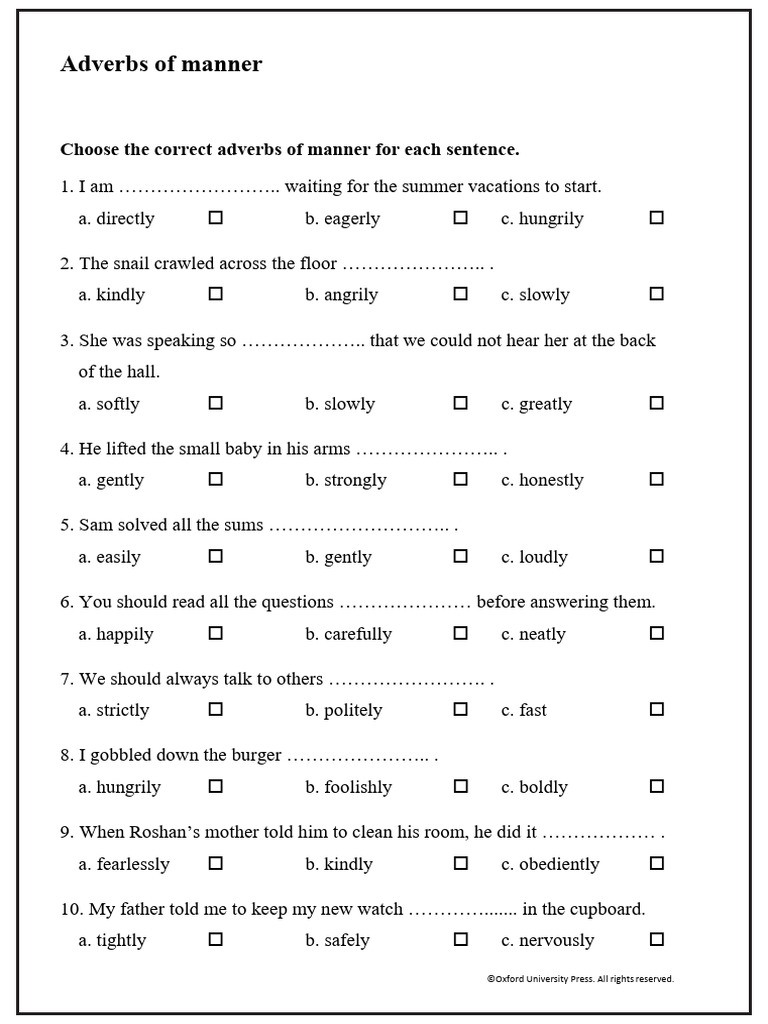 Adverbs of Manner | PDF