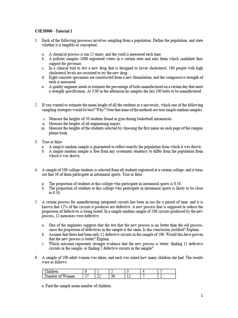 CSE38900 Sampling and Statistics Tutorial | PDF | Statistical Theory | Probability Theory