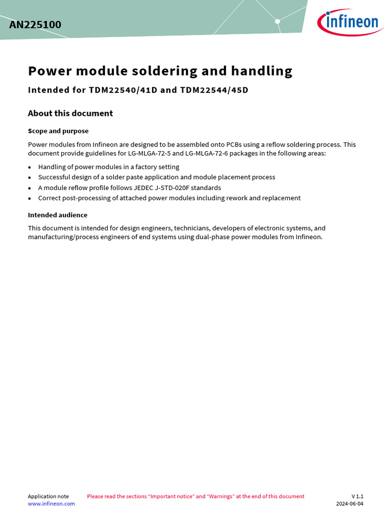 Infineon Power Module Soldering And Handling Applicationnotes V02 00 En Pdf Soldering