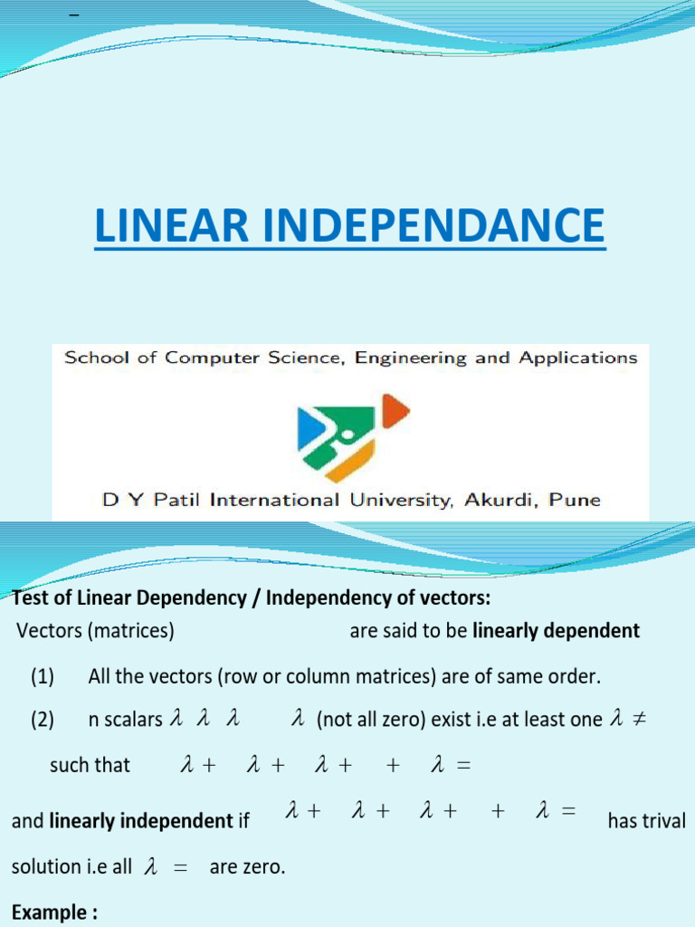 U1-L-7 Linear Dependance | PDF