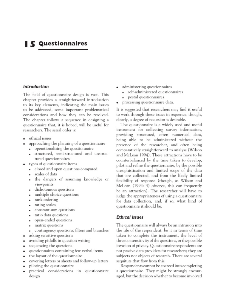 Chapter15 Questionnaires | PDF | Questionnaire | Level Of Measurement