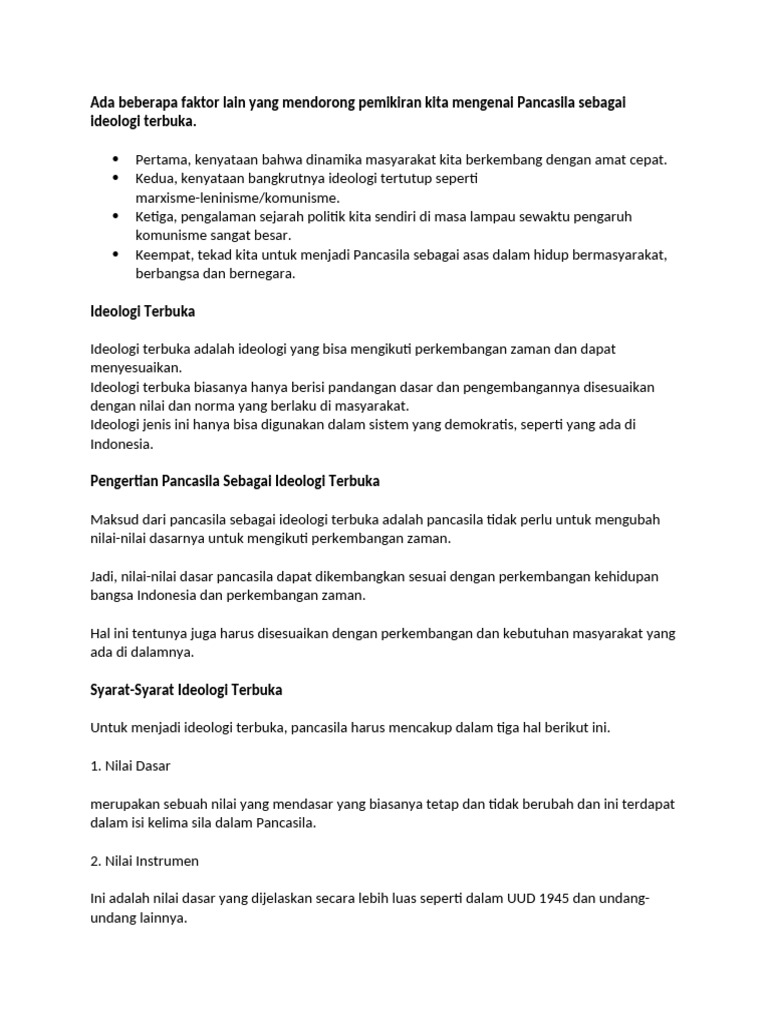pancasila sbg ideologi terbuka | PDF pancasila sbg ideologi terbuka | PDF