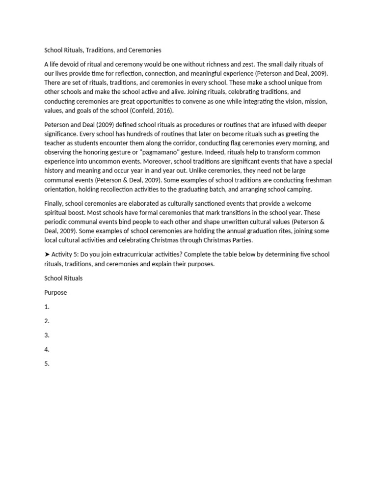 School Rituals | PDF