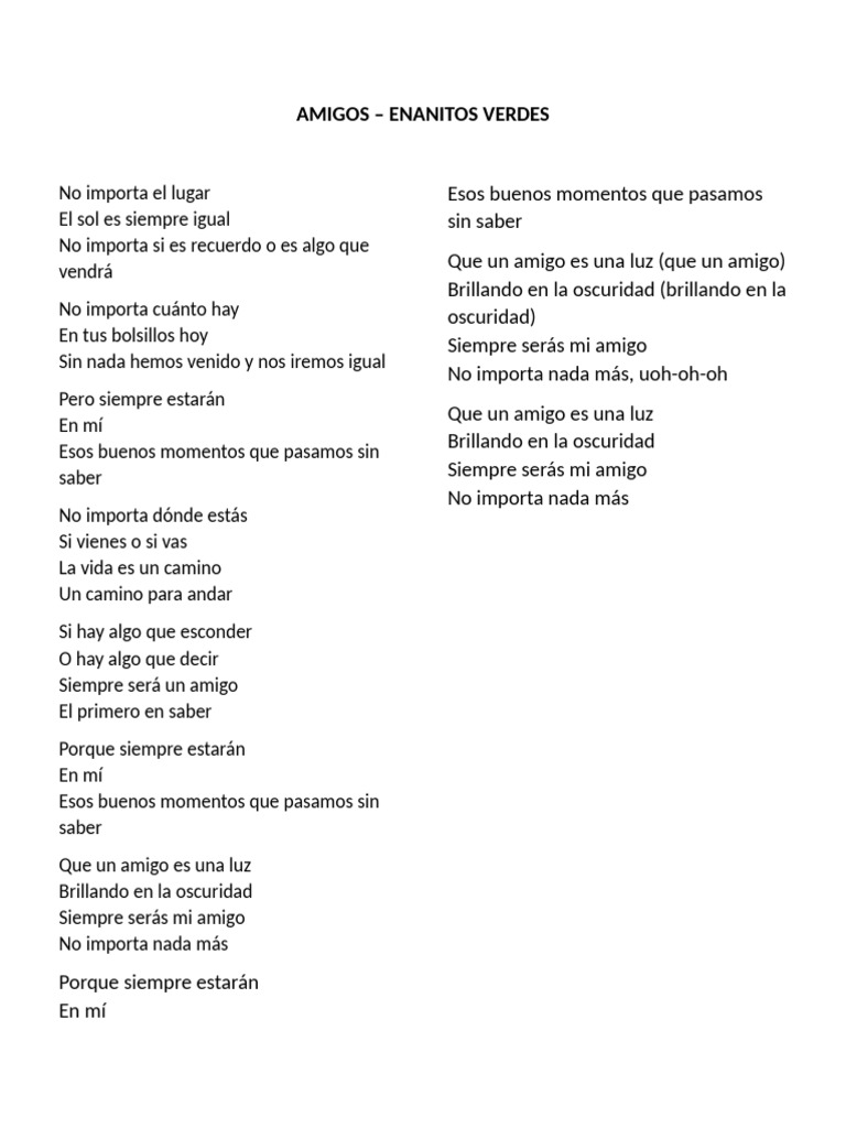 Amigos - Enanitos Verdes | PDF