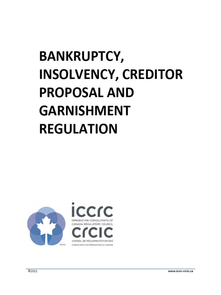 Bankruptcy, Insolvency, Creditor Proposal and Garnishment Regulation ...