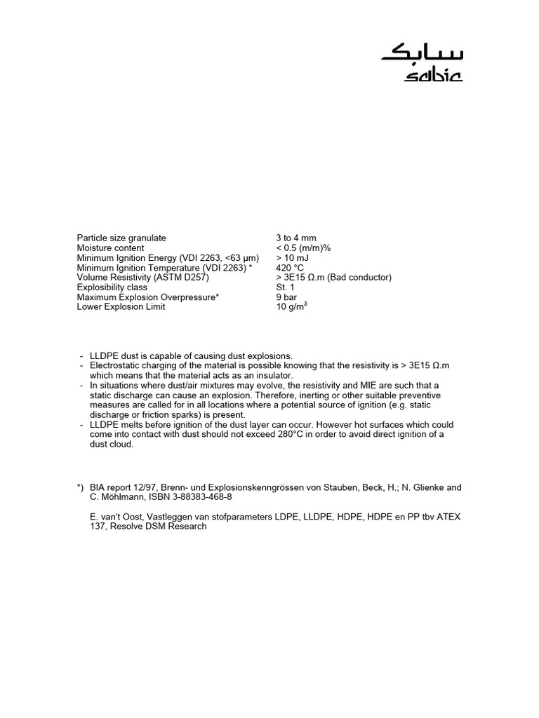 ATEX137 Explosion Properties LLDPE (05-2007) - ATEX 137 - Explosion Properties | PDF | Explosion ...