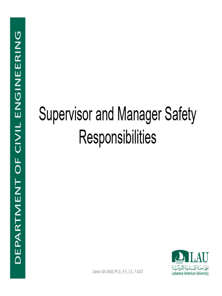 5-Supervisor and Managers Safety Responsibilities (Full Slides) | PDF ...
