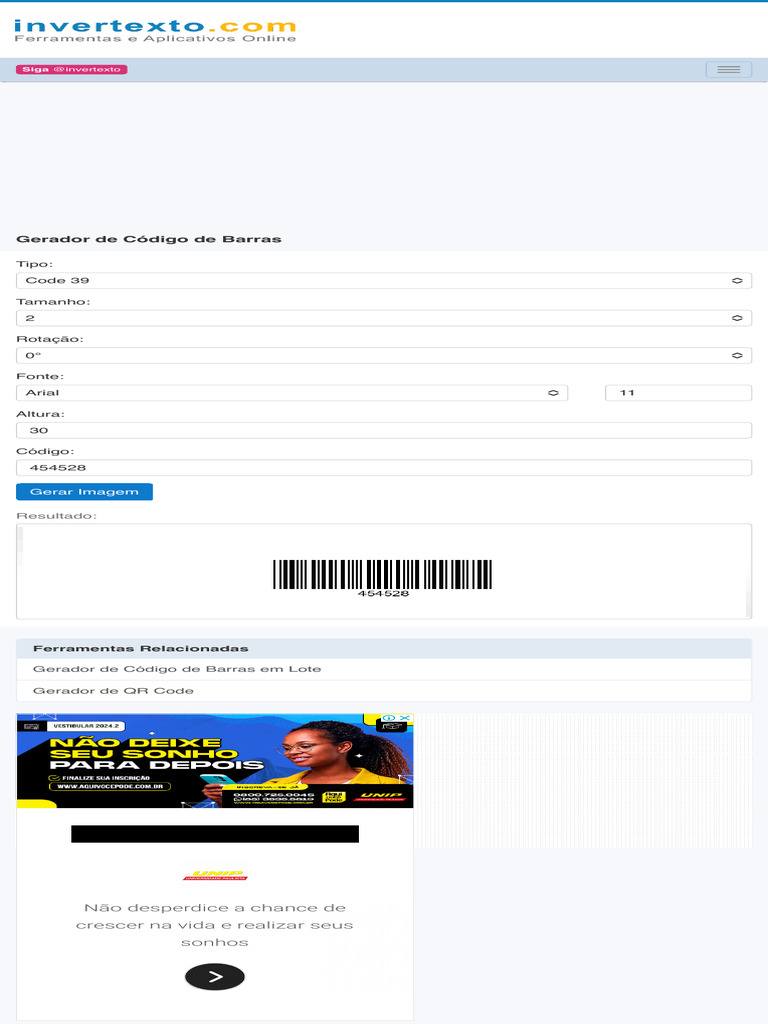 Gerador de Código de Barras e QR Code | PDF