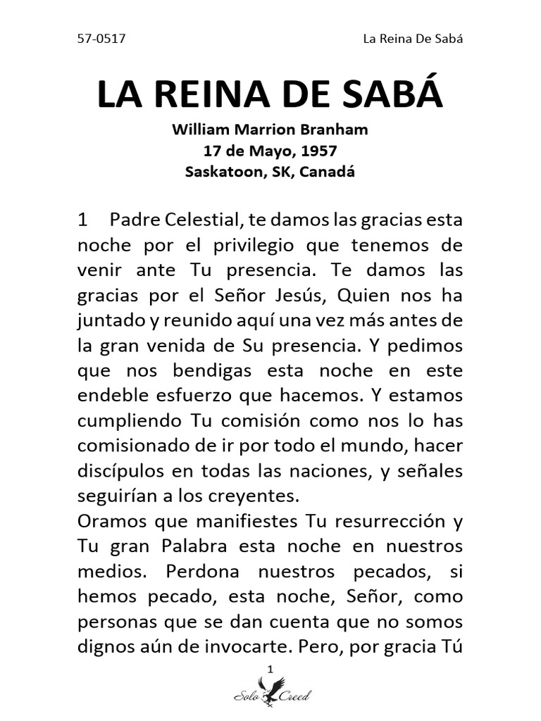57-0517 LA REINA DE SABÁ HUB | PDF | Cristo (título) | Jesús