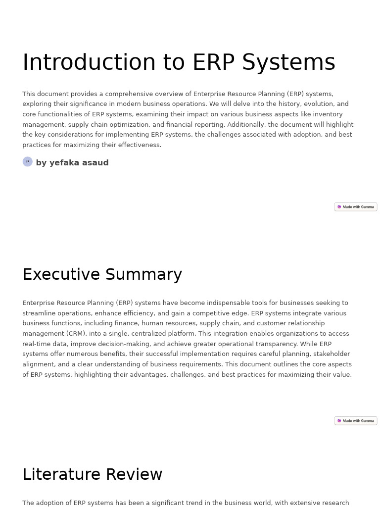 Introduction To ERP Systems | PDF | Enterprise Resource Planning ...