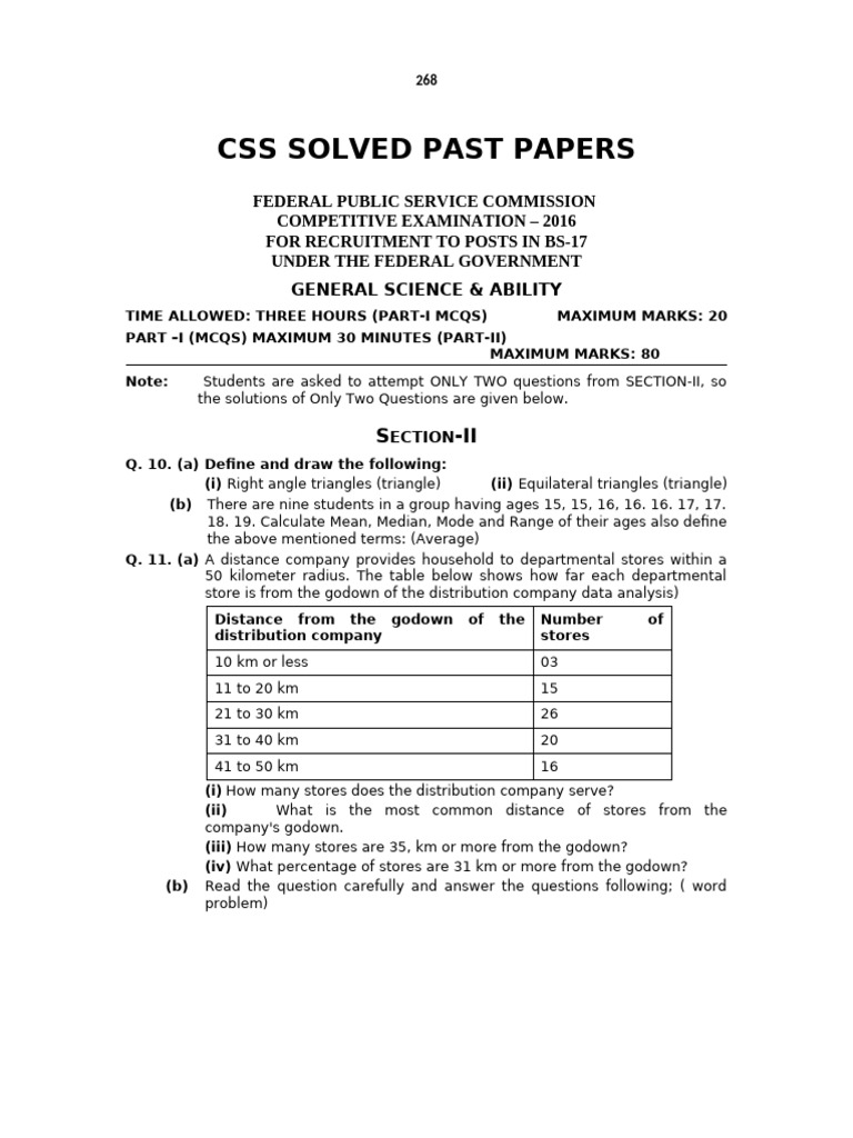CSS Past Papers GSA 2016-2020 | PDF | Arithmetic Mean | Average