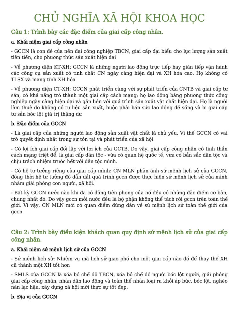 Đề-cương-CNXHKH | PDF