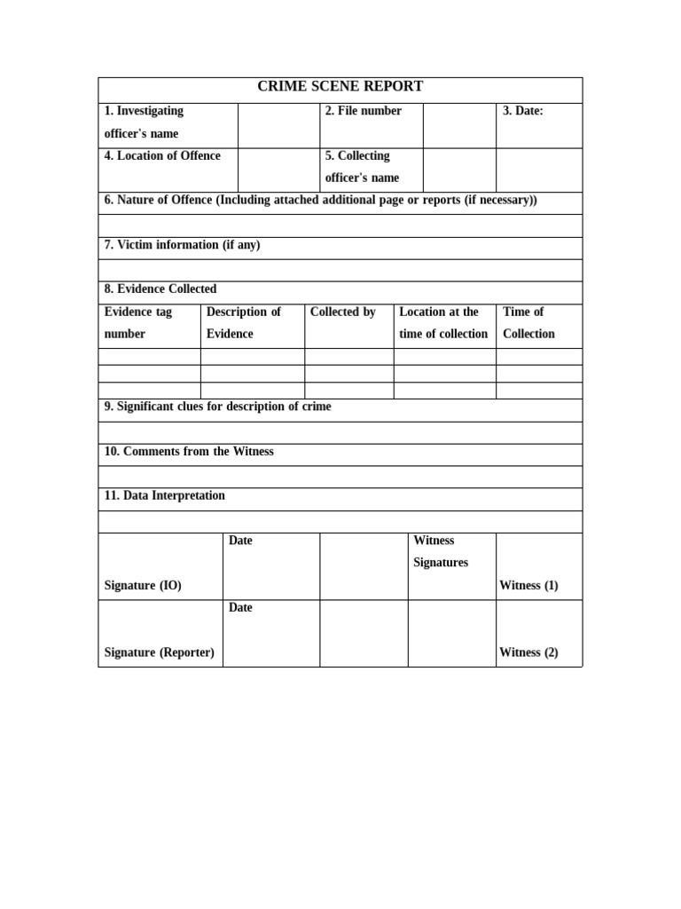 Crime Scene Investigation Report Template | PDF