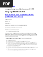 Tema Dan Sub Tema PAUD Semester 1 Serta Alokasi Waktu | PDF