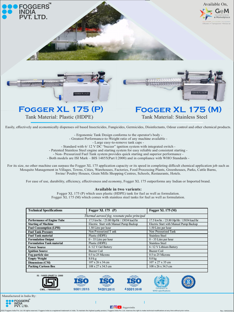 thermal-fogging-machine-foggers-xl-175-p | PDF
