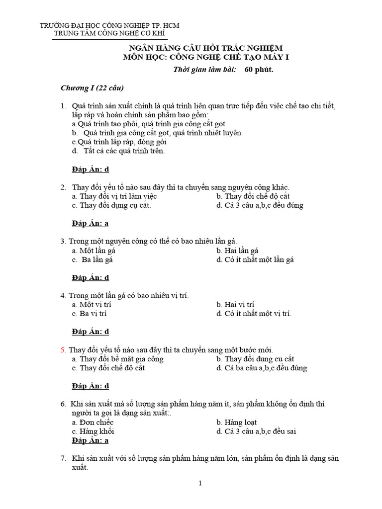 (123doc) - Ngan-Hang-Cau-Hoi-Trac-Nghiem-Mon-Cong-Nghe-Che-Tao-May-1 | PDF