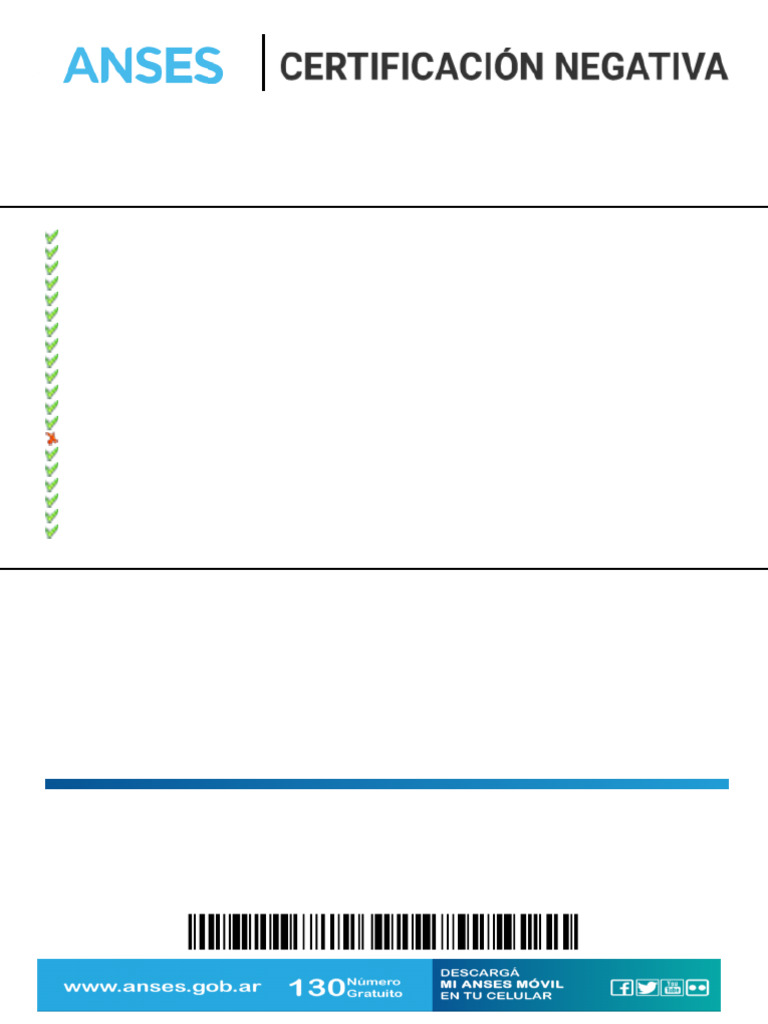Certificación Negativa ANSES | PDF