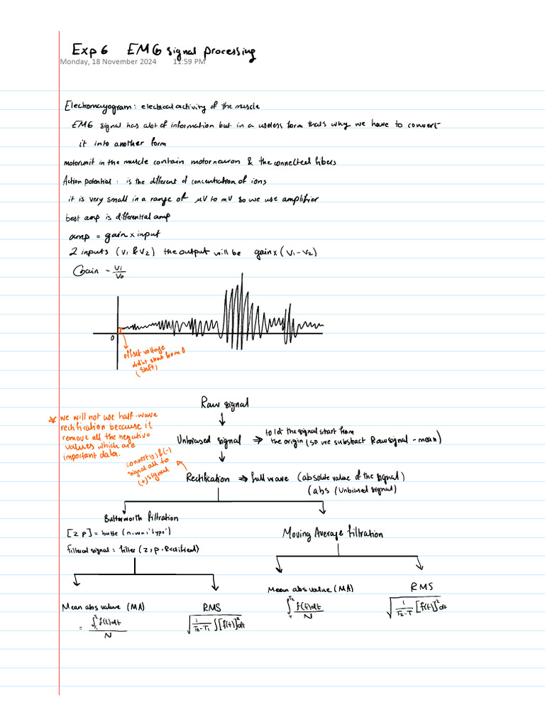 EXP6 + EXP7 EMG Signal Processing | PDF