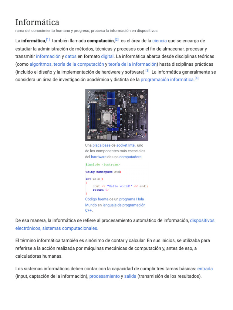 Informática - Wikipedia, la enciclopedia libre | PDF | Informática ...