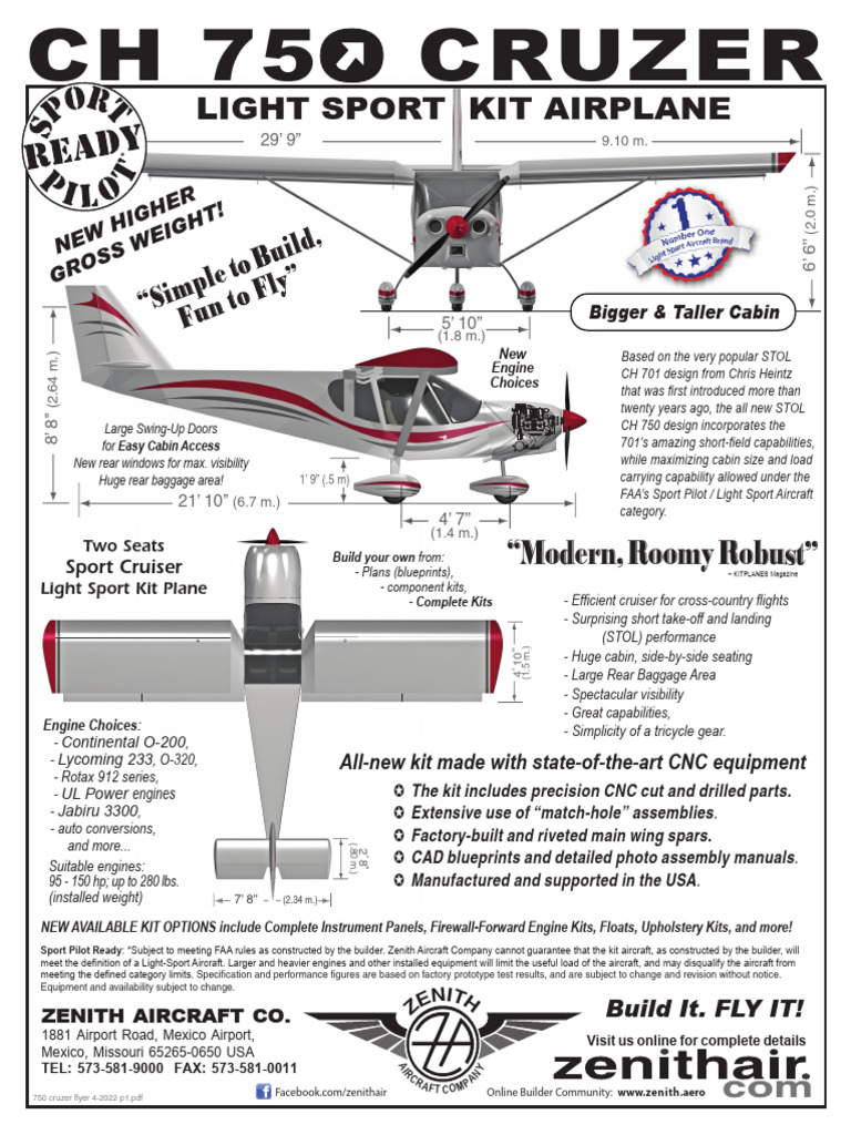 Zenith CH 750 Cruzer Light Sport Kit | PDF | Horsepower | Wing ...