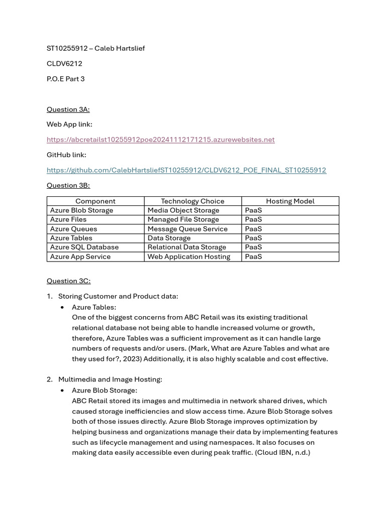 CLDV6212 ST10255912 POE Final | PDF | Databases | Microsoft Azure