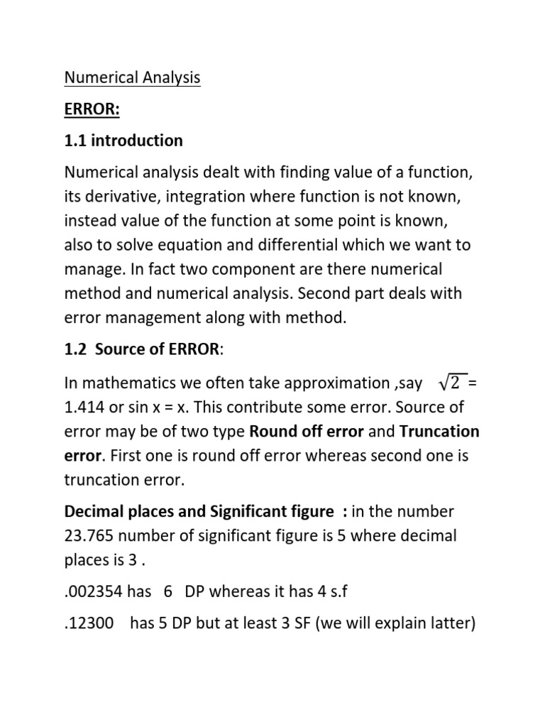Class Notes Numerical Analysis | PDF | Numerical Analysis | Mathematics ...