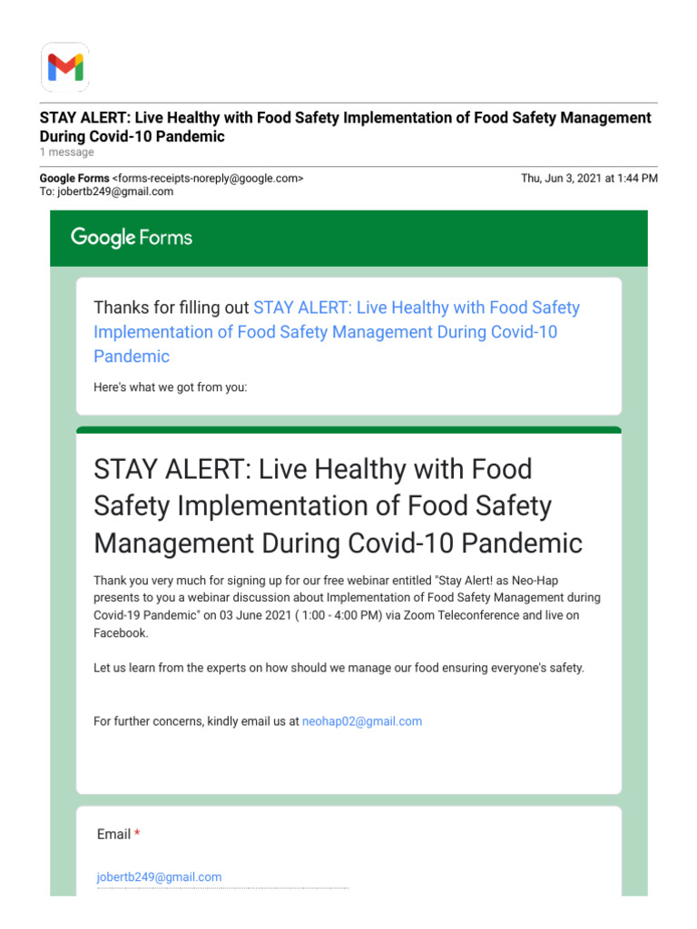 Live Healthy with Food Safety(Registration Form) | PDF