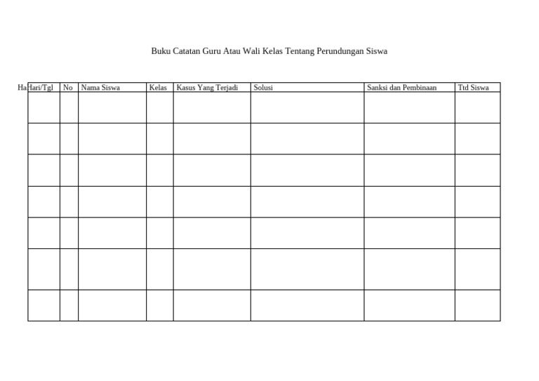 Tabel Buku Catatan | PDF