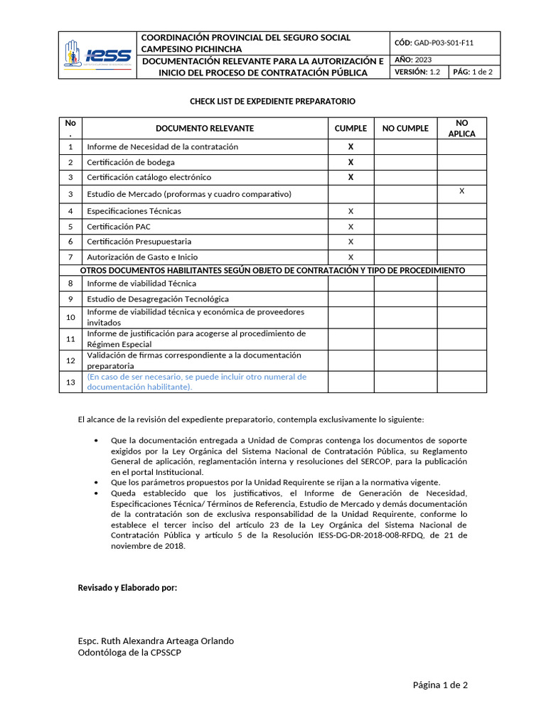 GAD-P03-S01-F011 Check List | PDF | Gobierno