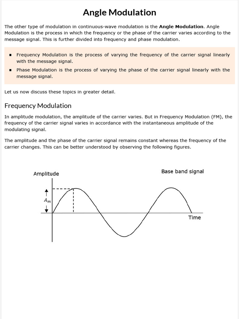 Angle Modulation Gate Pdf Frequency Modulation Modulation