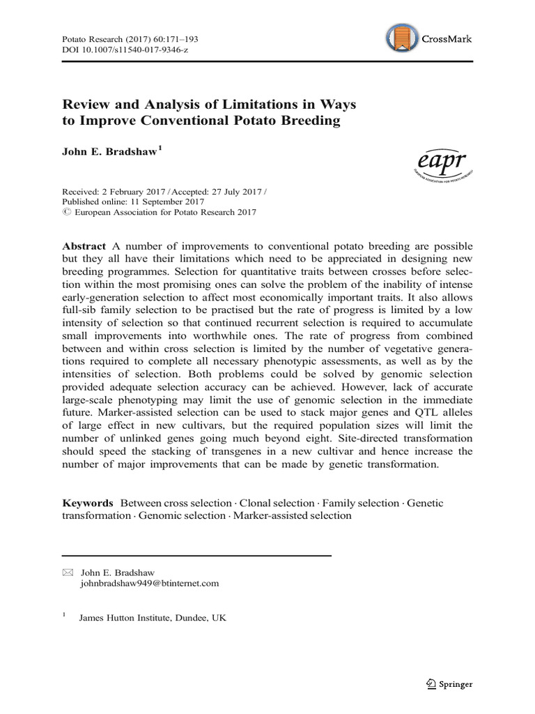 5 Potato Management Pdf Quantitative Trait Locus Plant Breeding