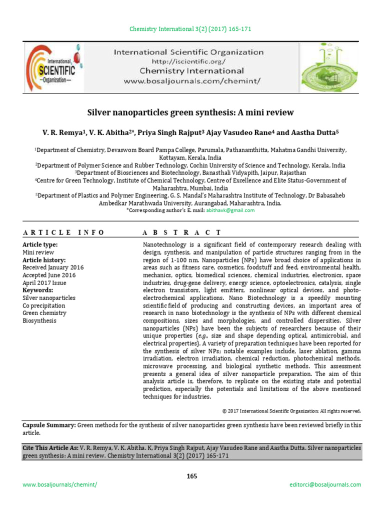Silver_nanoparticles_green_synthesis_ | PDF | Nanoparticle | Nanomaterials