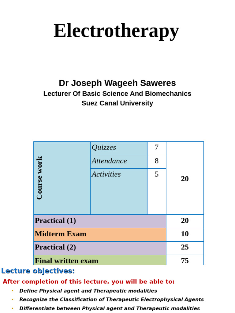 Electro 1st Lecture 11 10 2024 | PDF | Wound Healing | Tissue (Biology)