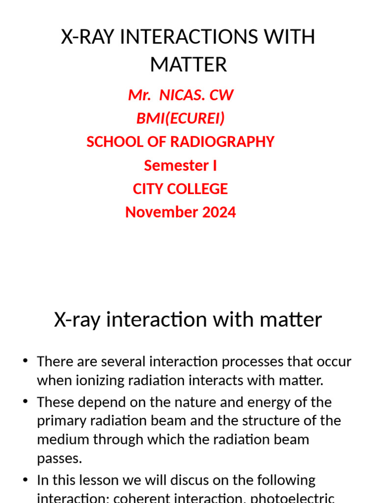 X-Ray Interactions With Matter | PDF | Attenuation | Electron
